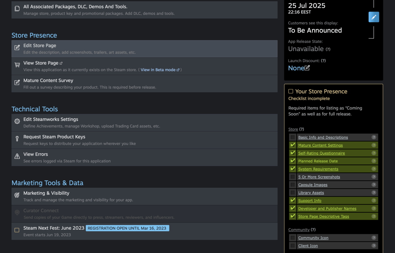 Creating a steam page - Echoes of Somewhere