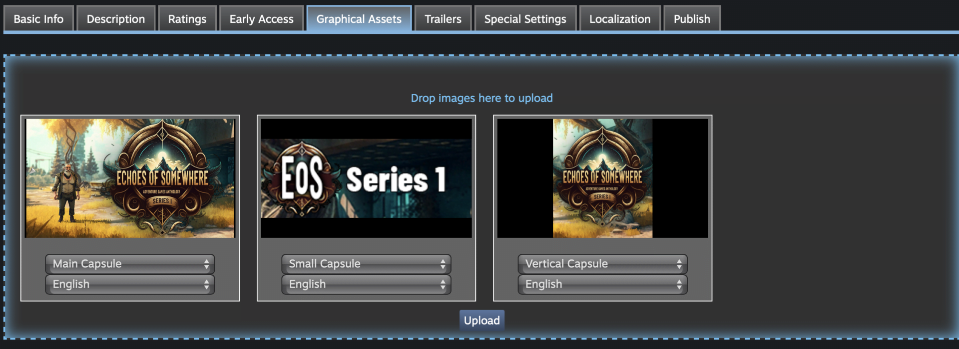 Creating a steam page - Echoes of Somewhere